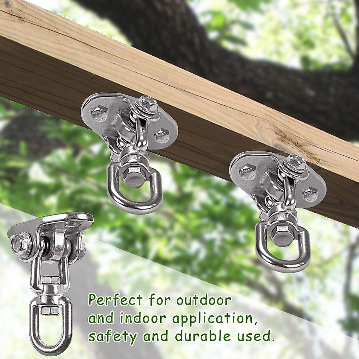 IOH Heavy Duty Swing Hangers Stainless Steel 304, Double Protection Design,【2000 lb Capacity】 360° Rotation, Playground Porch Yoga Seat Trapeze, Hammock Chair, Swing Set Indoor Outdoor