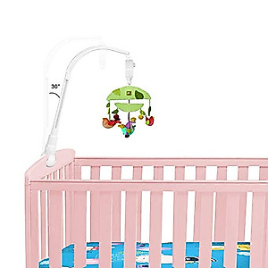 AFUNTA 23 Inch Baby Crib Claw Mobile Bed Bell Holder with Music Box, Adjustable Holder DIY Toy Decoration Hanging Arm Bracket Baby Bed Stent Set Nut Screw