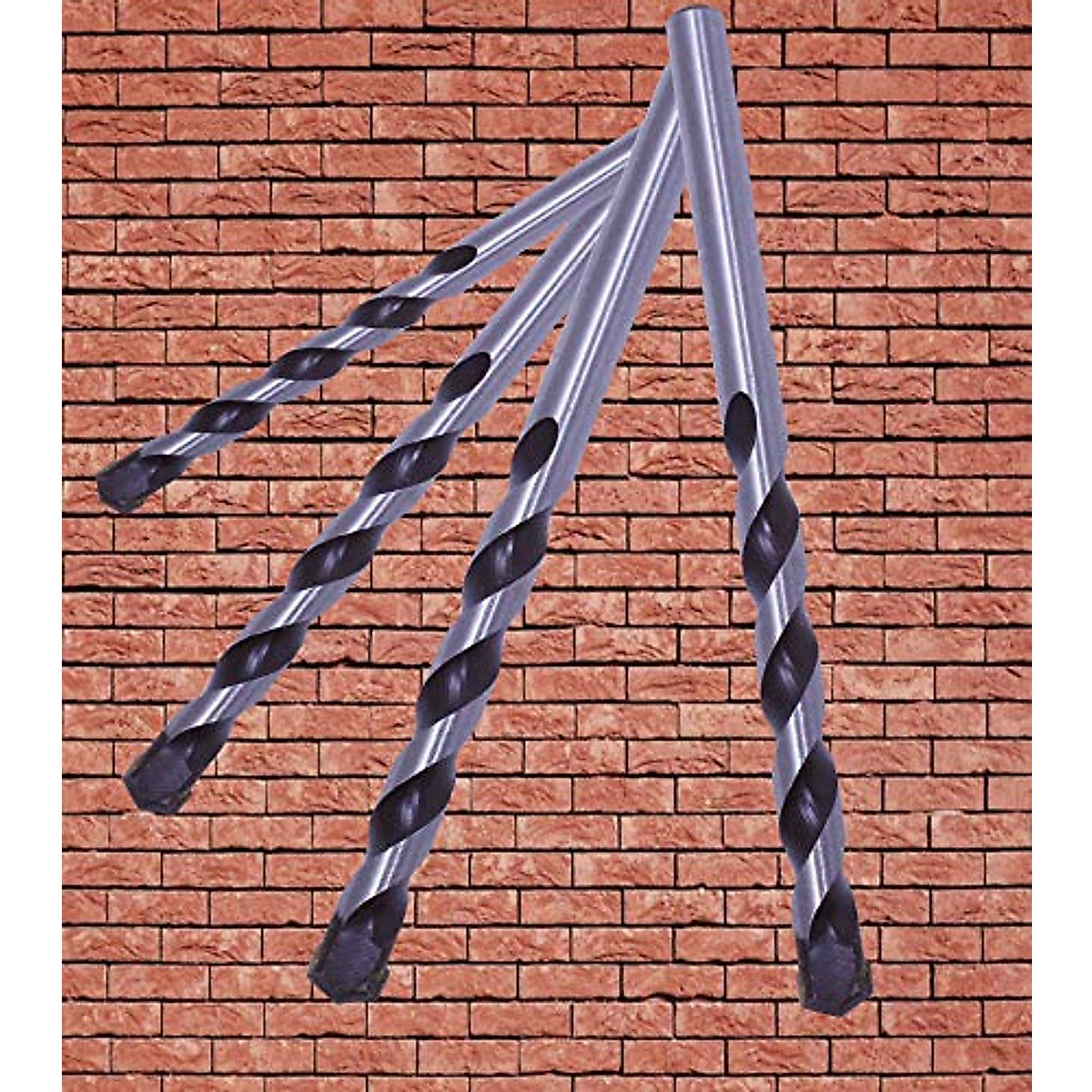 Masonry Drill Bit Set 3/8 in. Carbide Tip Black/White Drill Concrete Rock-5Pcs