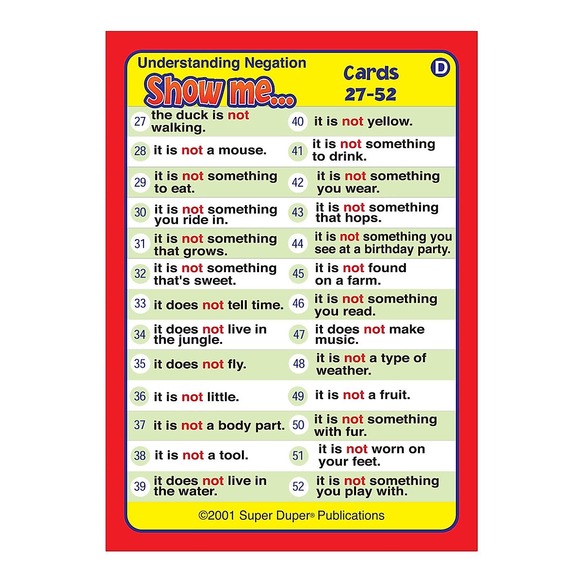 Understanding Negation Fun Deck Cards - Super Duper Educational Learning Toy for Kids