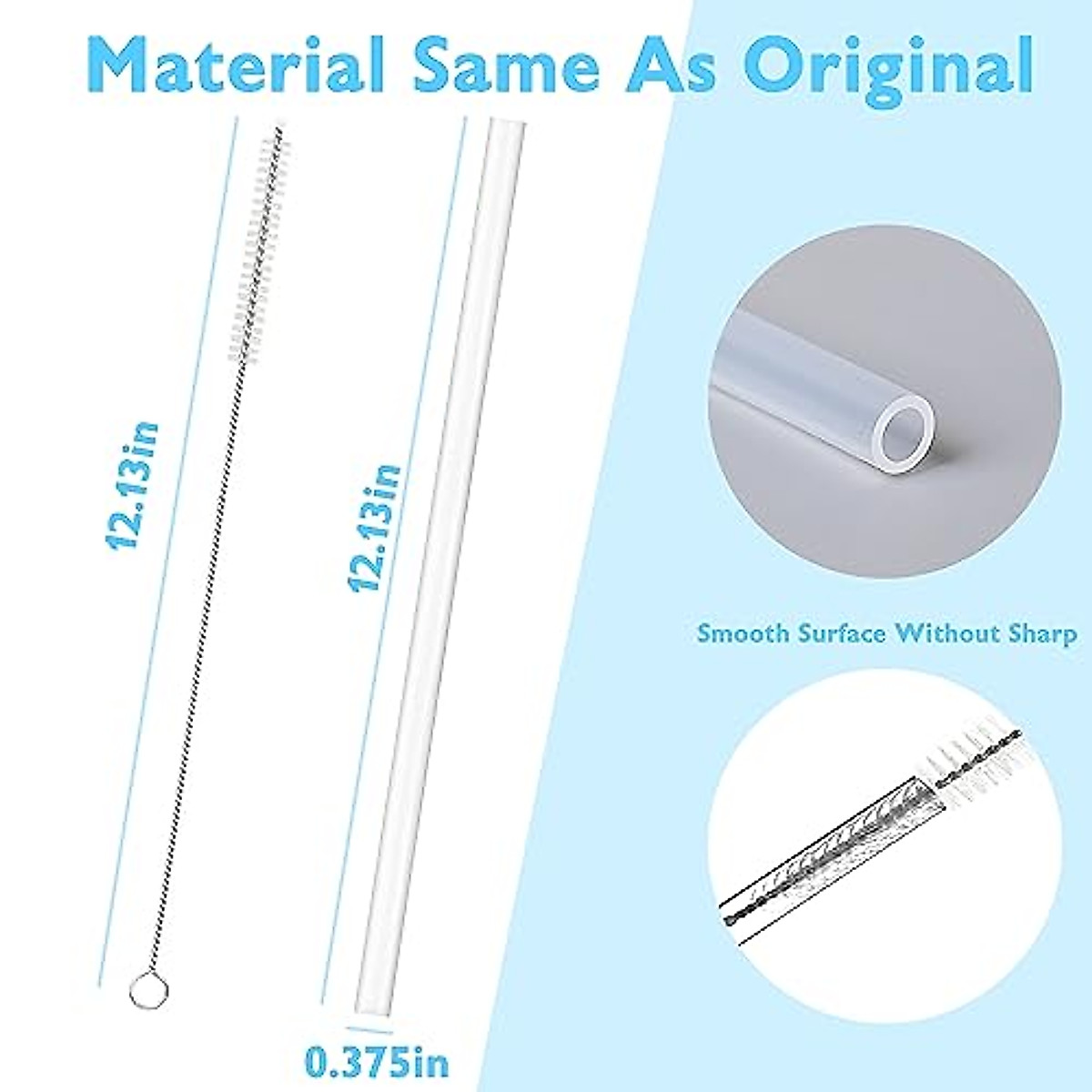 Replacement Straw Compatible with Stanley Quencher H2.0 40&30 oz Cup Tumbler with Handle, 6 Pack Reusable Straws for Stanley Quencher Tumbler,Plastic Straw with cleanning brush for Stanley Accessories