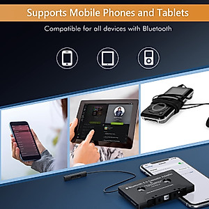 DIGITNOW Car Audio Cassette Receiver, Bluetooth 5.0 Cassette Aux Adapter for Listening Mobile Phone Music and Car Voice Handsfree, Black