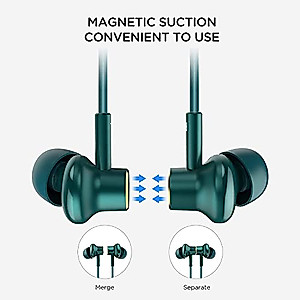 HTC Bluetooth Neckband Headphones ANC, Bluetooth 5.0 Neckband Earphones Magnetic with Active Noise Cancellation & ENC for Voice Call, Running, Exercising -IPX5 Water Resistant/16 H Playtime-Dark Green