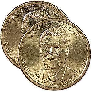 2016 P&D Ronald Reagan Presidential Dollar 2 Piece Set BU Uncirculated $1 Coins