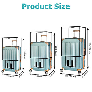 Troyesko 3 Pieces Clear Luggage Cover Protector PVC Luggage Protector Suitcase Cover,Thicken Anti-scratch Waterproof Transparent Suitcase Cover for Travel Fits Most 20" to 28" Luggage