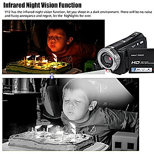 Andoer Video Camera V12 1080P Full HD 16X Digital Zoom Recording Portable Camcorder with 3.0 Inch Rotatable LCD Screen Max. 20 Mega Pixels Support Night Vision Face Detection Face Beautification