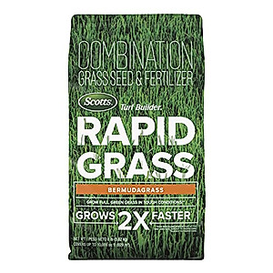 Scotts Turf Builder Rapid Grass Bermudagrass, Combination Seed and Fertilizer, Grows Green Grass Fast, 8 lbs.