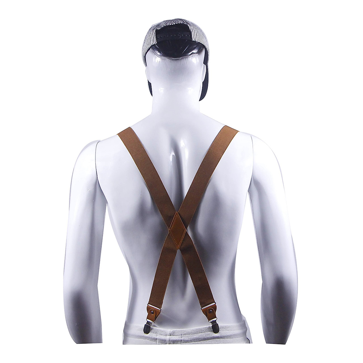 Doloise Adjustable Elastic X Back Style Suspenders for Men's and Women's With Strong Metal Clips (Coffe)