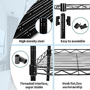 SUNLPH 6-Tier Wire Shelving Adjustable Shelves Unit Metal Storage Rack for Laundry Bathroom Kitchen Pantry Closet Organization (Black, 16.6" L x 11.4" W x 64.6" H)…
