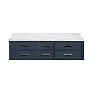 Bell+Modern Tuckerton 72 in W x 22 in D Blue Double Bath Vanity and Carrara Marble Top