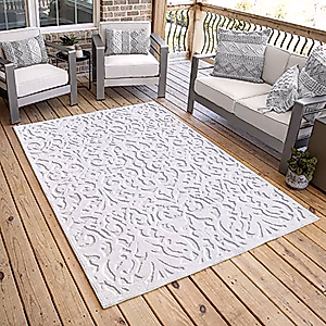 My Texas House by Orian Indoor/Outdoor Lady Bird Area Rug, 6'6" x 9'6", Natural