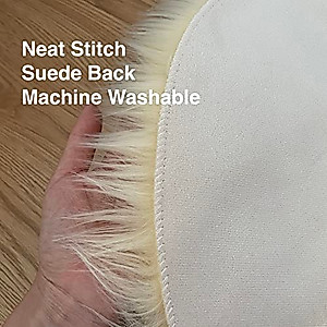 Wolf Prospect Thick Soft Fluffy Heart Shaped Rug, Faux Sheepskin Fur Rug, 2.3X3 Feet Shaggy Area Rugs for Bedroom, Living Room, Sofa, Floor Mat (Light Yellow)