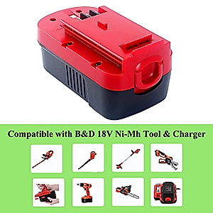 2 Packs 3.6AH HPB18 Replacement Battery Compatible with Black and Decker 18V Battery Ni-Mh HPB18 244760-00 A1718 FS18FL FSB18 Firestorm（Red）
