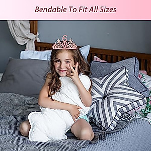 6th Birthday Sash and Tiara for Girls - Fabulous Glitter Sash + Leafs Rhinestone Pink Premium Metal Tiara for Girls, 6th Birthday Gifts for Princess Party
