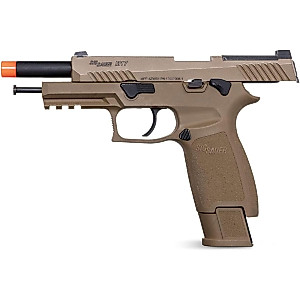 Sig Sauer Proforce 6mm BB Caliber Metal Slide Construction with Full Blow-Back Action 21rd M17 Airsoft Pistol, Coyote Tan, Green Gas Power Source