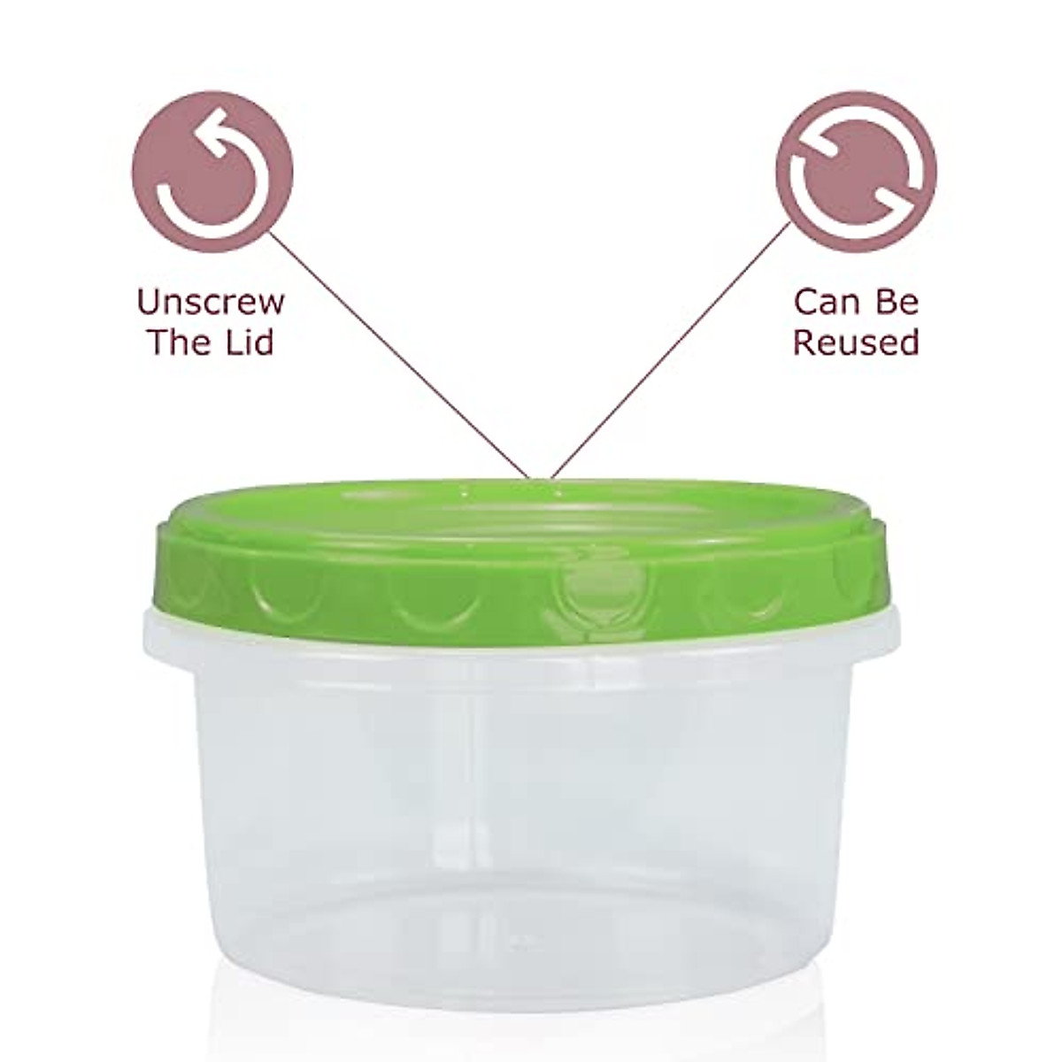 Jucaifu 8 Ounce reuseable small plastic freezer storage container jars with screw lid for food snacks lunch(16Pcs, Green)