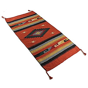 Onyx Arrow Southwest Area Rug, 20 x 40 Inches, Center Diamond, Rust/Dark Green/Multi
