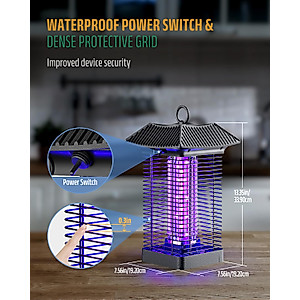 Buzbug LED Bug Zapper Indoor Outdoor, 10 Years Lifespan Lamp Sustainable Less Power, Durable Instant Electric Mosquito Insect Killer Fly Zapper, for Garden Backyard Patio Sport Fields Home -MO005B