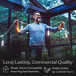 Brightech Ambience Pro - Waterproof LED Outdoor String Lights - Hanging, Dimmable Vintage Edison Bulbs, 48 Ft Commercial Grade Patio Lights Create Cafe Christmas Ambience In Your Backyard, 15 Bulbs 2W