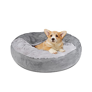 Pet Soft Small Dog Bed Cat Bed with Cover Cave - Round Calming Dog Beds Washable Cuddler Puppy Beds for Small, Medium Dogs and Cats (Grey, 27")