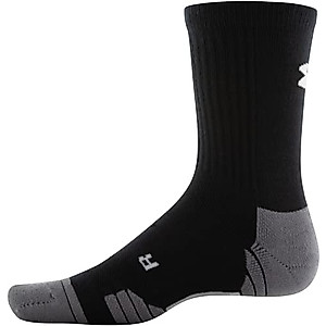 Under Armour Adult Team Crew Socks, 1-Pair , Black/Graphite/White , Large