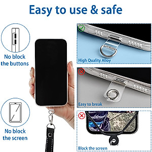 Phone Tether Tab, 10 Pieces Universal Phone Lanyard Patch Without Adhesive,Phone Lanyard Replacement Part for Cell Phone Strap(Transparent)