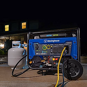 Westinghouse Outdoor Power Equipment 4650 Peak Watt Dual Fuel Portable Generator, Remote Electric Start with Auto Choke, RV Ready 30A Outlet, Gas & Propane Powered