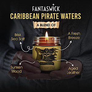 Fantaswick's Caribbean Pirate Waters Candle | 100% Natural Coconut Soy Wax & Cotton Wick in Amber Candle Jar | Hand-Poured in Texas | 9oz