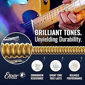 Elixir Strings, Electric Guitar Strings, Nickel Plated Steel with NANOWEB Coating, Longest-Lasting Bright Tone with Comfortable Feel, 6 String Set, Heavy 12-52
