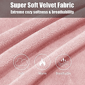 TELUS Velvet Body Pillow Cover with Zipper, Super Soft and Cozy Luxury Fuzzy Flannel Pillow Cases Cover 20x54 Inches, Luxury Long Body Pillow Pillowcase, Pink