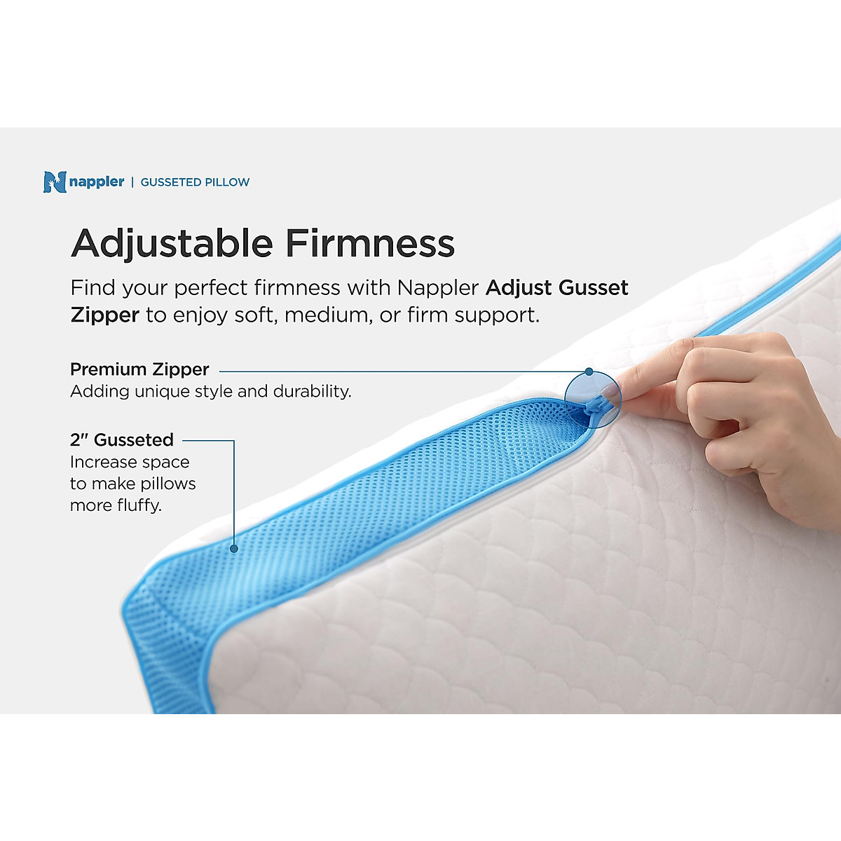 Nappler Side and Back Sleeper Pillow for Neck and Shoulder Pain Relief - Shredded Memory Foam Bed Pillow for Sleeping - 100% Adjustable Fill - Queen Size - Modal Washable Case. Extra Fill Included