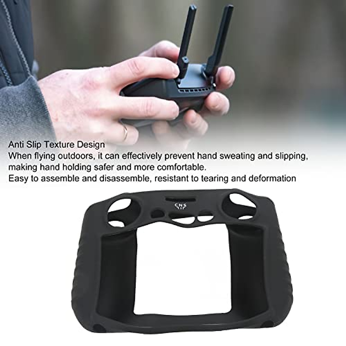 Silicone Cover for Drone Controller, Nonslip Texture for Drone Controller, Silicone Protective Case Reinforcing Rib Design Antidrop Dustproof for (Black)