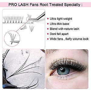 Premade Fans Eyelash Extensions 4D 6D 8D Short Stem Premade Volume Eyelash Extensions .07 .10 C D Curl Pre made Lash Fans 9 to 20 mm Volume Lash Extensions (4D-D-0.10,13mm)