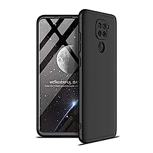 LEMAXELERS Redmi Note 9 Case Ultra Thin 3 in 1 360 Degree Full Body Case Premium Slim Shockproof Hard PC Plastic Anti-Scratch Bumper Cover for Xiaomi Redmi Note 9 / Redmi 10X 4G 3 in 1 Black AR