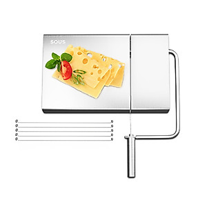 Sous Kitchen Cheese Slicers For Block Cheese - Cheese Cutter With Wire For Precise Cutting Experience - Foldable Wire Cheese Slicer - Rust Proof Cheese Slicer Wire - Dishwasher Safe Wire Cheese Cutter