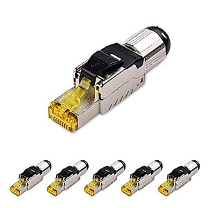Cable Matters 6-Pack Tool Free Shielded RJ45 Cat 8, Cat8 Field Termination Plug, Cat8 Connector, Cat8 Plug