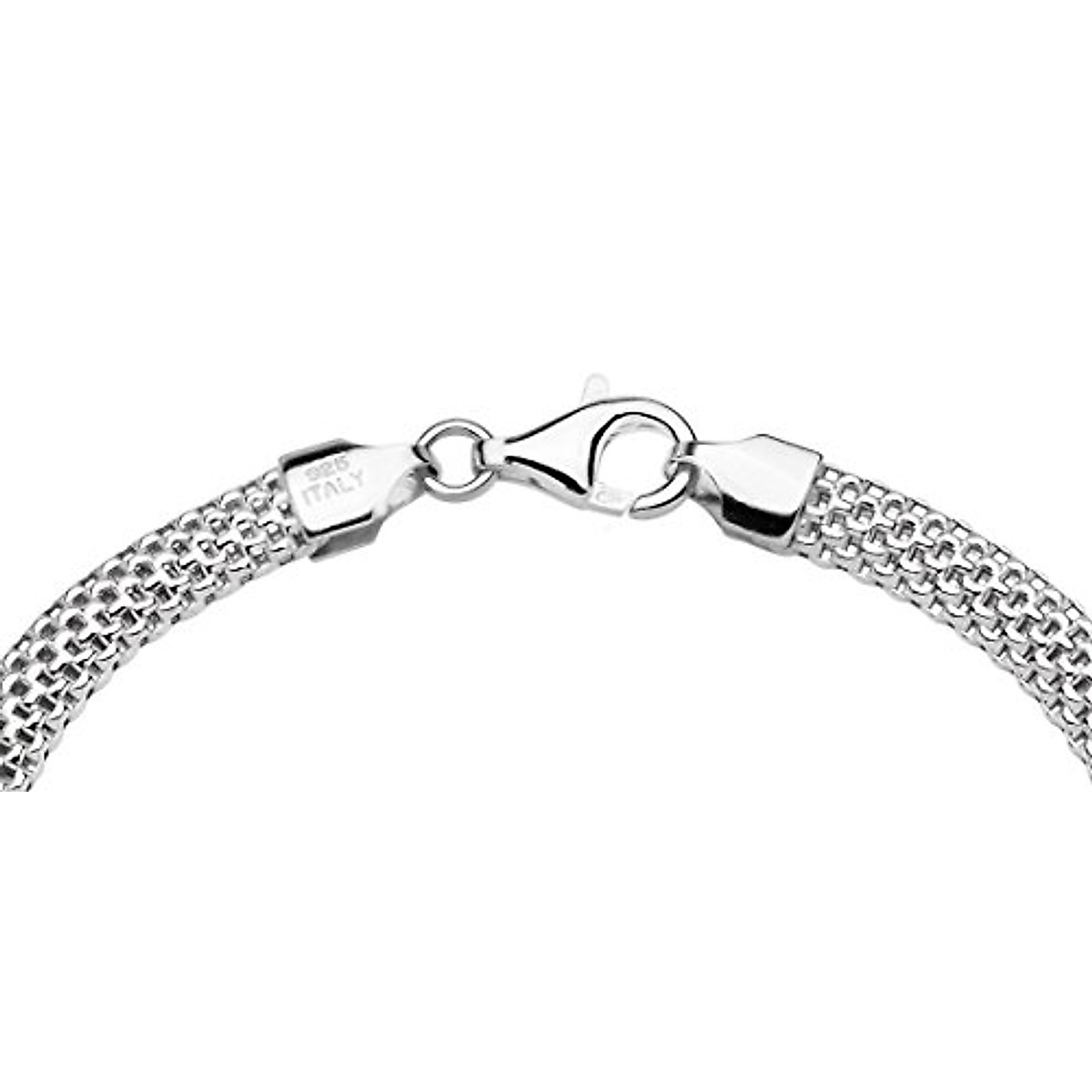 Miabella 925 Sterling Silver Italian 5mm Mesh Link Chain Bracelet for Women, Made in Italy (7.5 Inches)