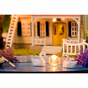 Flever Dollhouse Miniature DIY House Kit Creative Room with Furniture for Romantic Valentine's Gift (Spring Florid)