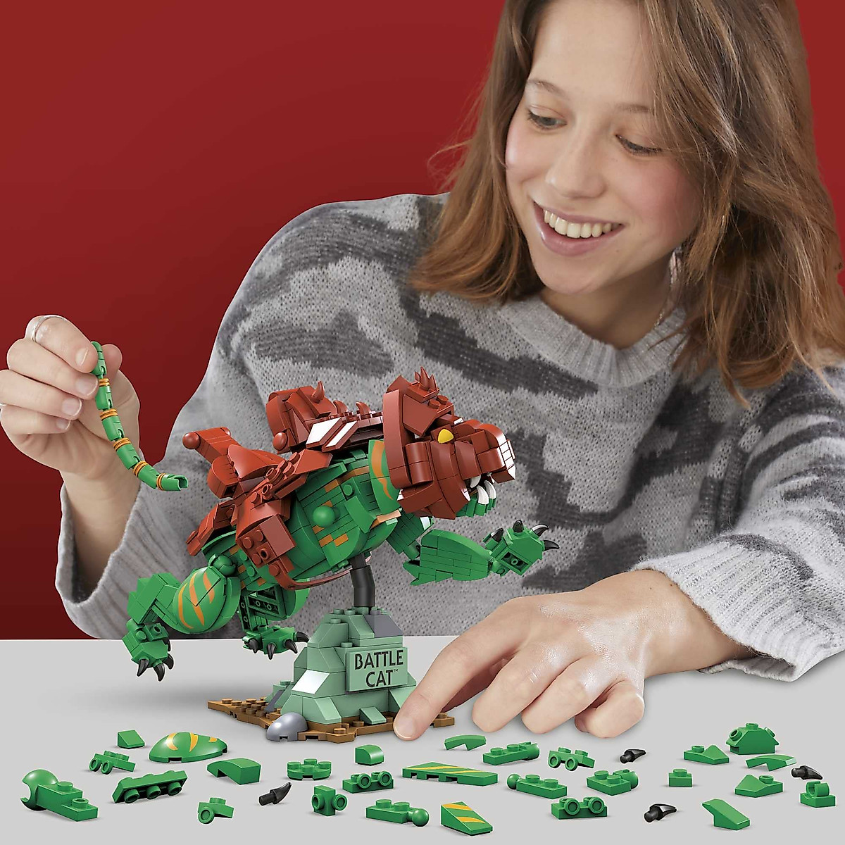 Mega Construx Masters of The Universe Building Toys Set, Battle Cat with 537 Pieces, 10 Inches Long, for Kids