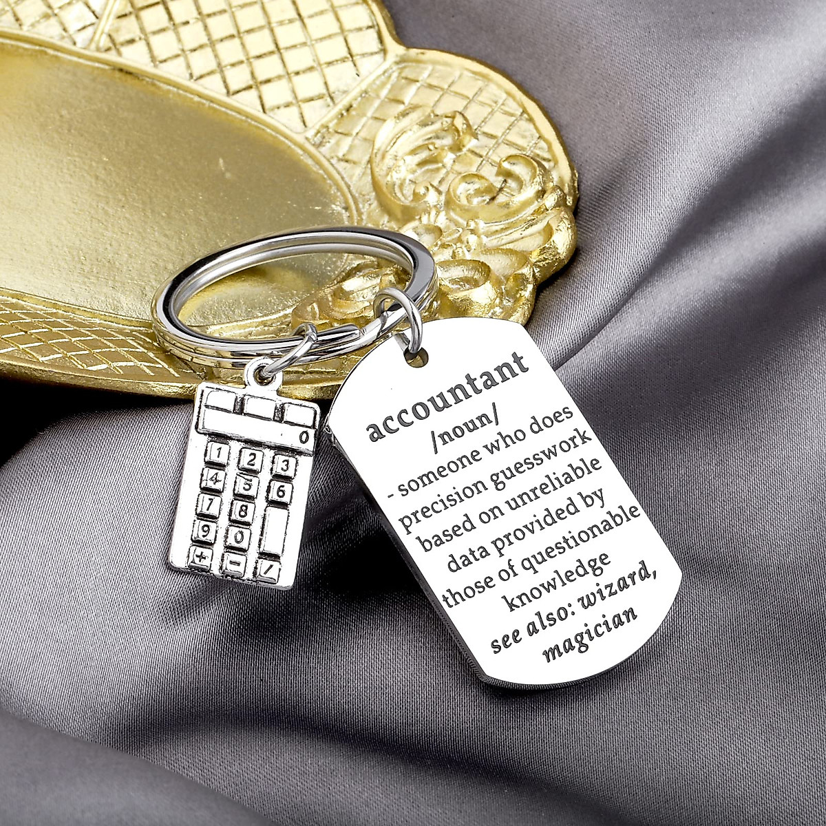 MAOFAED Stainless Steel Accountant Keychain - Perfect for Accountants' Birthday or Just Saying I Care