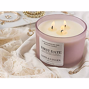 Romantic Candles | Valentines Candle | Luxury Soy & Beeswax Candles for Home | 16 oz. Large Jar 3 Wick Candle | Love Candle | Candle Gift | Engagement Candle