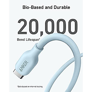 Anker 543 USB C to USB C Cable (140W 6ft), USB 2.0 Bio-Based Charging Cable for MacBook Pro 2020, iPad Pro 2020, iPad Air 4, Samsung Galaxy S21, and More (Misty Blue)