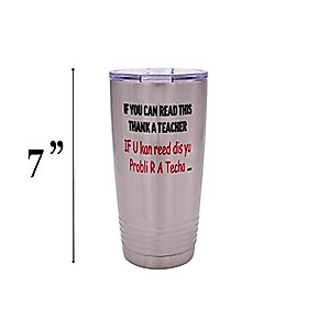 Rogue River Tactical Funny Teacher Large 20 Ounce Stainless Steel Travel Tumbler Mug Cup w/Lid School If You Can Read This Teaching Educator Gift