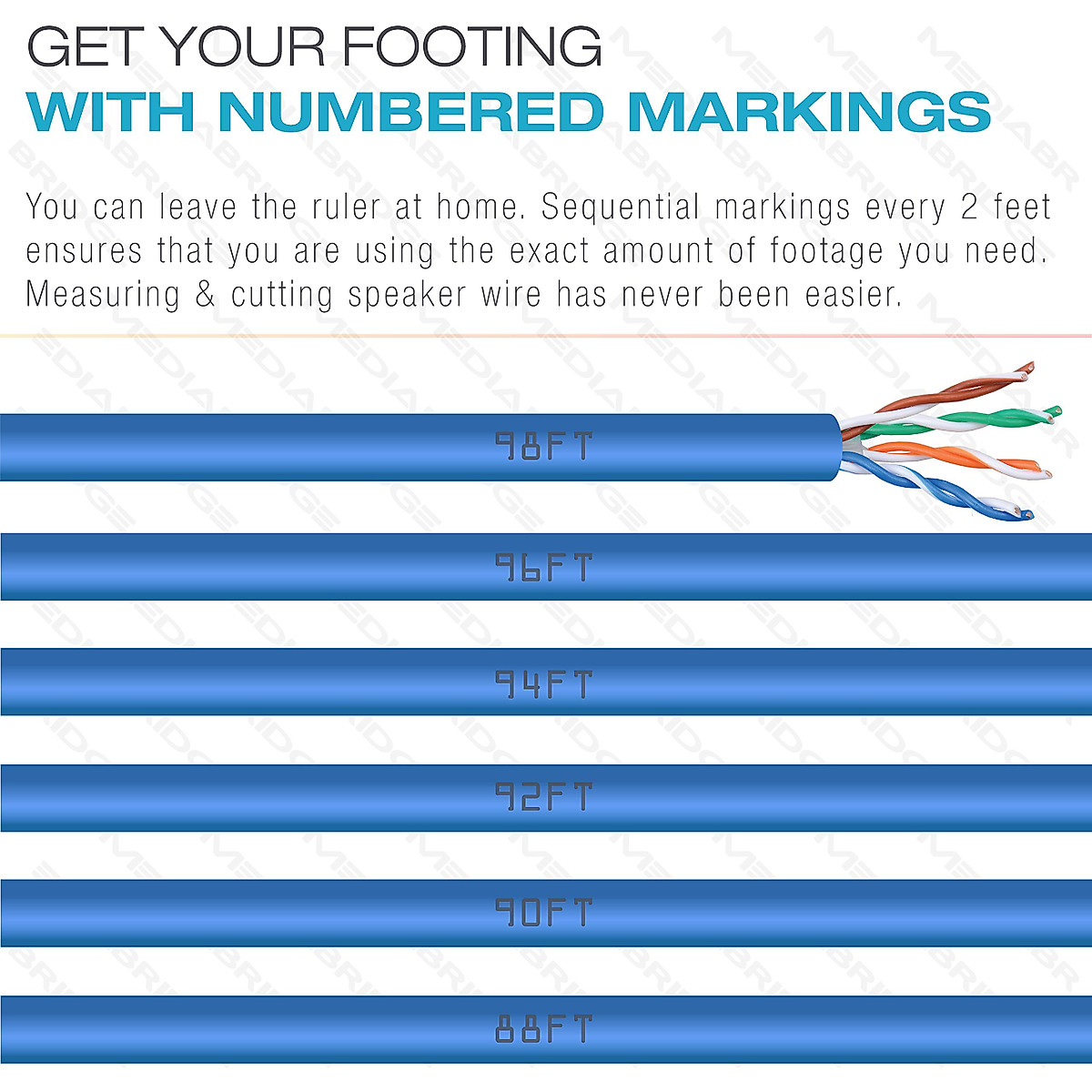 Mediabridge Pure Copper Cat6 Cable (500 Feet, Blue) - 10Gbps Ethernet, Solid, in-Wall Rated, w/Premium Snagless Pull-Out Box - (Part# C6-500-BLUE)