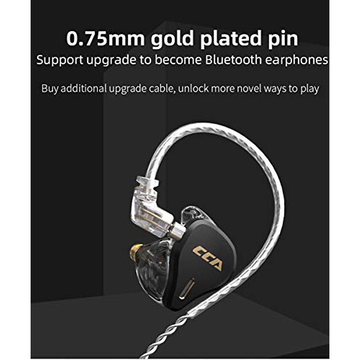CCA CS16 in-Ear Monitors, 16BA Reference HiFi Stereo IEM Wired Earphones/Earbuds/Headphones with Detachable Cable 2Pin for Musician Audiophile (Without Mic, Black)