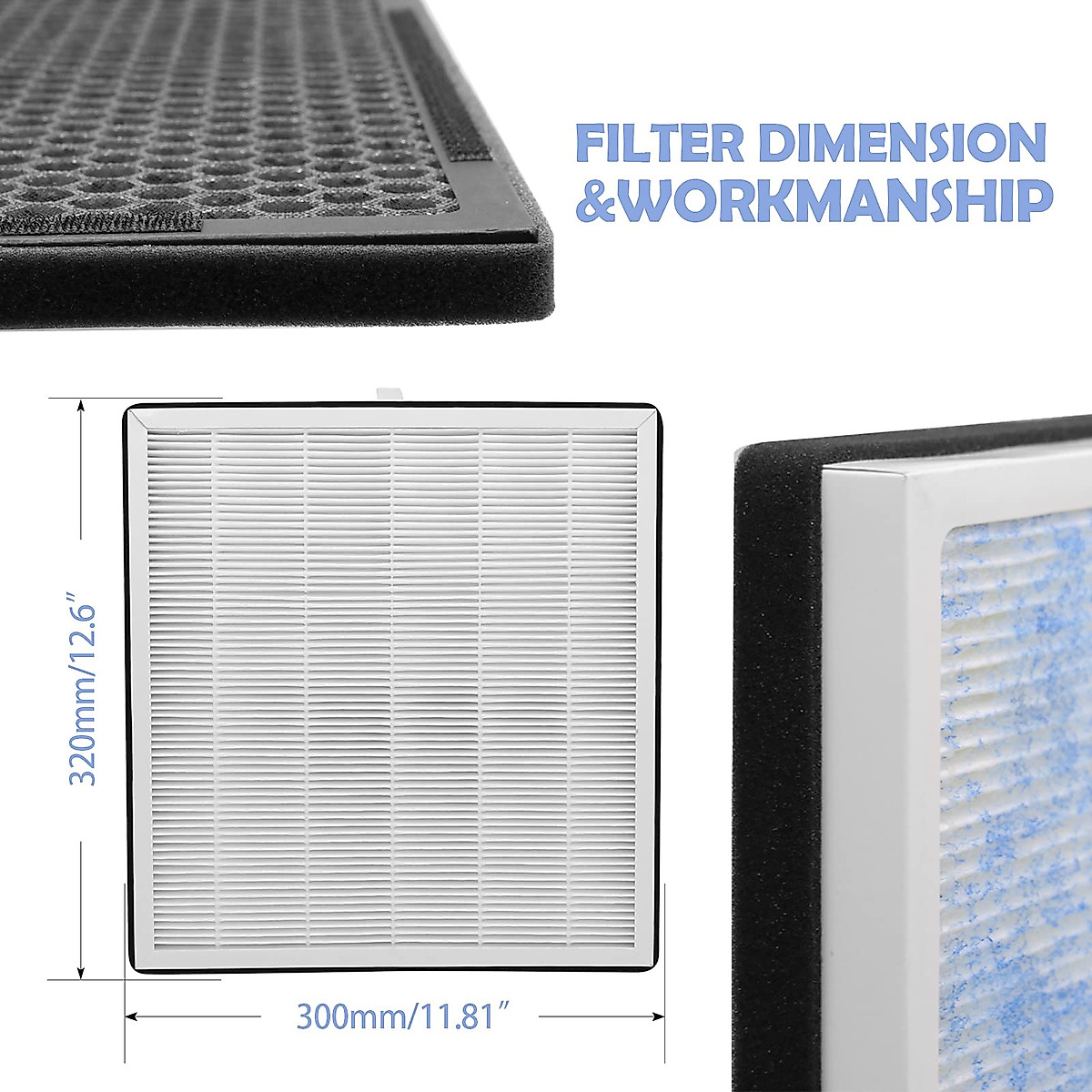Ulrempart Replacement Air Filter Set, 5-Pack Extra Charcoal Filters, 1x Activated Carbon Filter and 1x H13 True HEPA Filter for RENPHO Model RP-AP001, RP-AP002, RP-AP001S