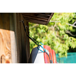 Pelican Double Kayak Storage Strap System - for Indoor and Outdoor Kayak and SUP Paddle Board Hangers - Comes with Paddle Clips - Black/Turquoise