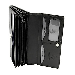 Visconti Heritage -35 Soft Leather Large Ladies Purse Wallet (Black)