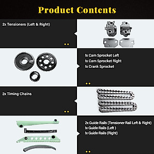 OCPTY Timing Chain Kit Gear Crank Sprocket Tensioners Guide Rails fits for 1997-2010 Ford F-150 Explorer Expedition 4.6L SOHC VIN 6 W 90387SG