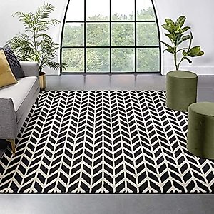 Well Woven Chevron Black 7'10" x 9'10" Area Rug Carpet